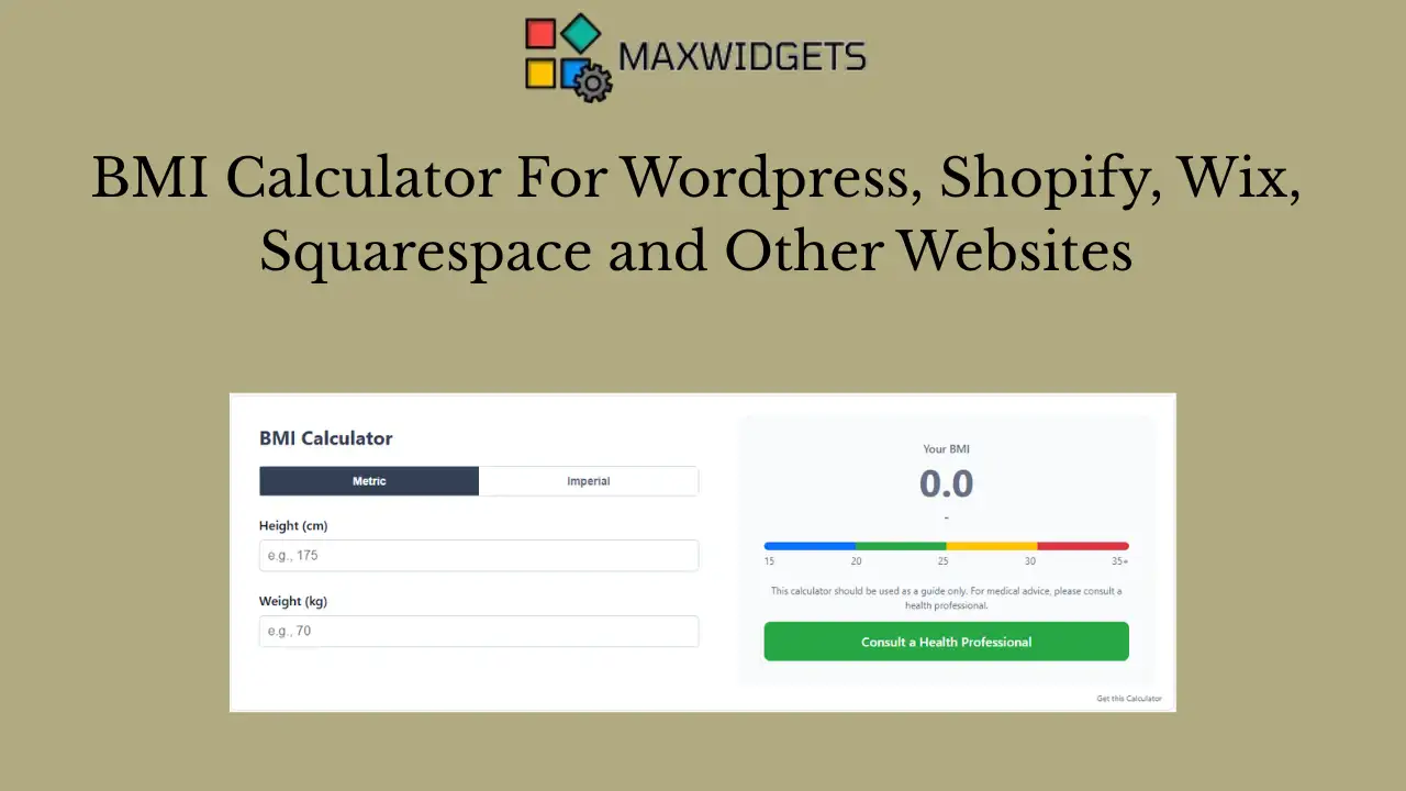 Free BMI Calculator Widget For Wordpress and Other Websites - MaxWidgets