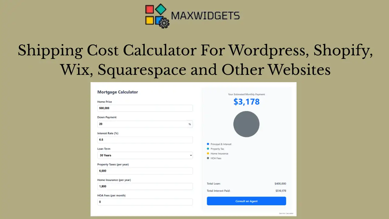 Mortgage Calculator Widget For Wordpress And Other Websites - MaxWidgets